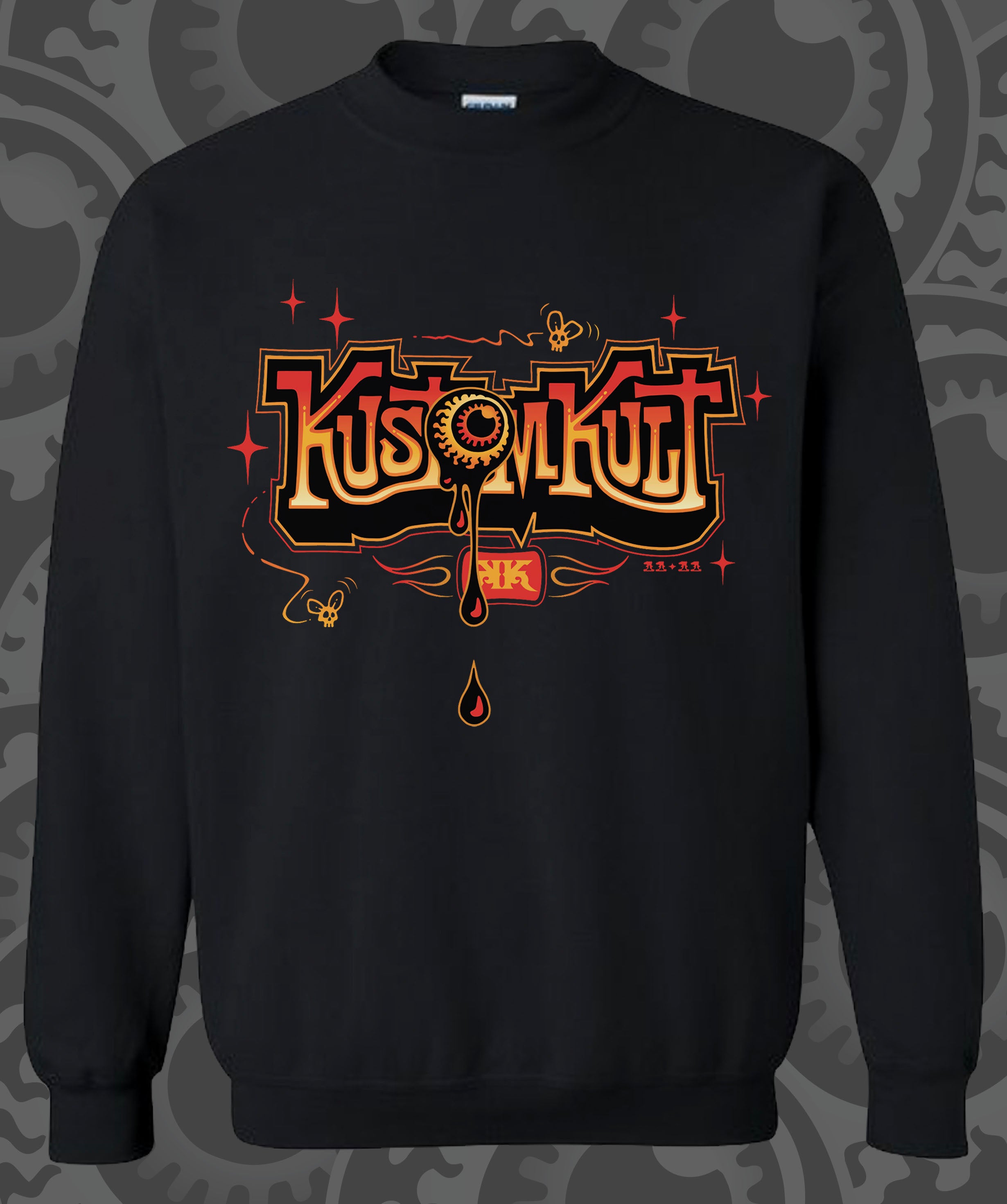 DRIPPY ~ FIRE - Crew Neck - Black – KUSTOM KULT® DRIPPY ~ FIRE - Crew Neck - Black – KUSTOM KULT®